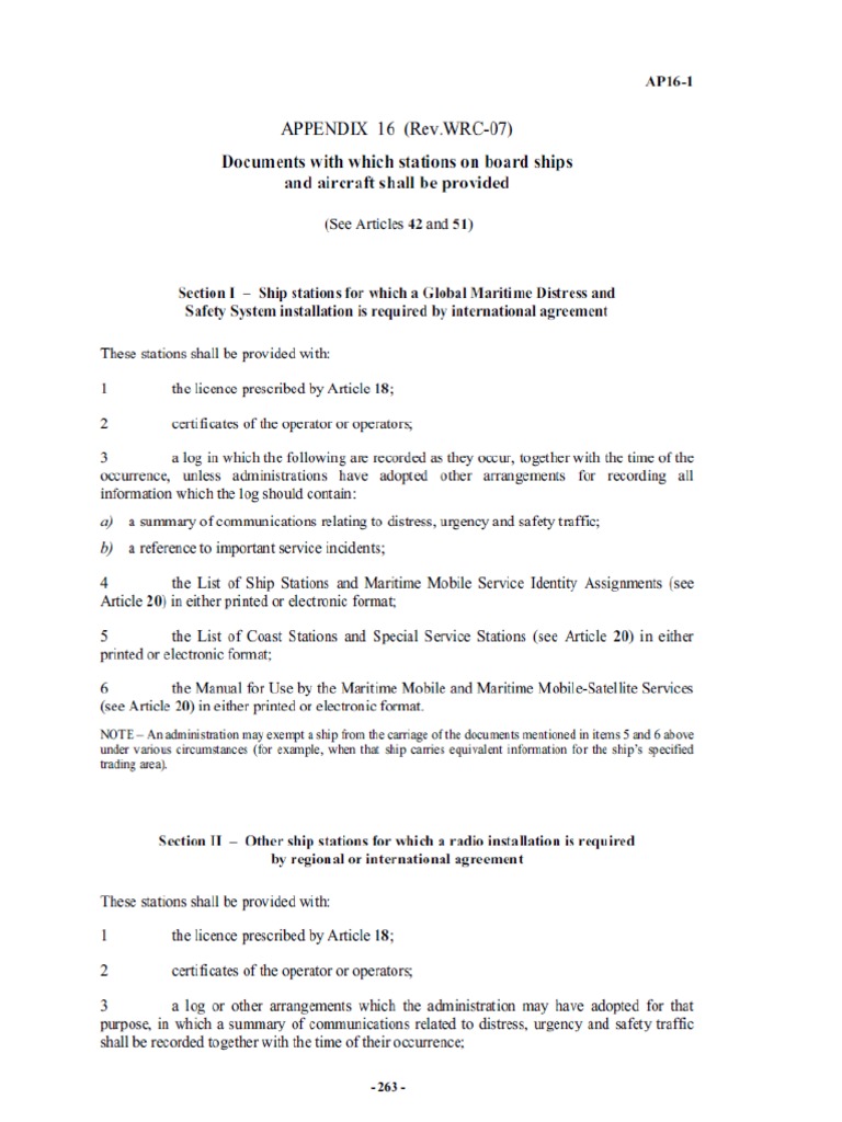 RADIO REGULATIONS Appendix 16 | PDF