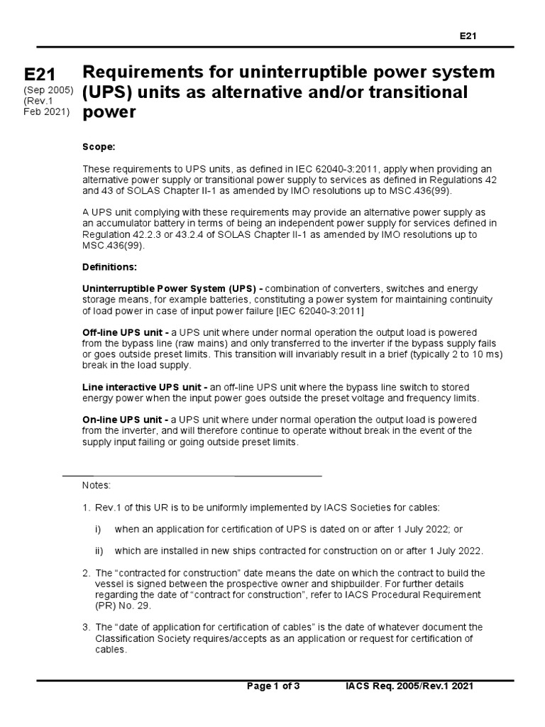 Requirements For Uninterruptible Power System | PDF | Power Supply | Power Inverter
