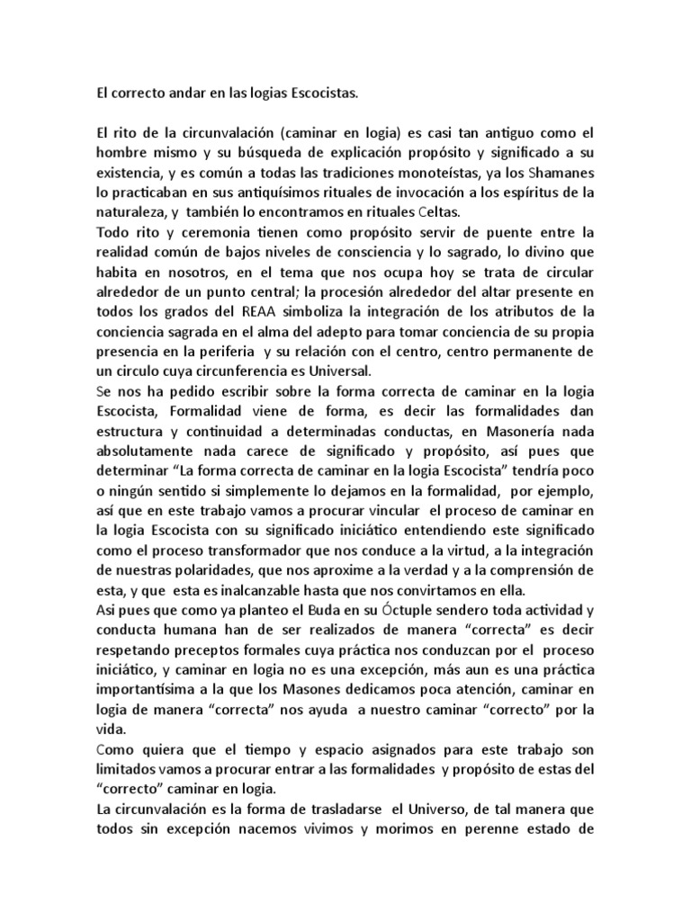 Caminar Correctamente en Logias Escocistas | PDF | Masonería | Rituales