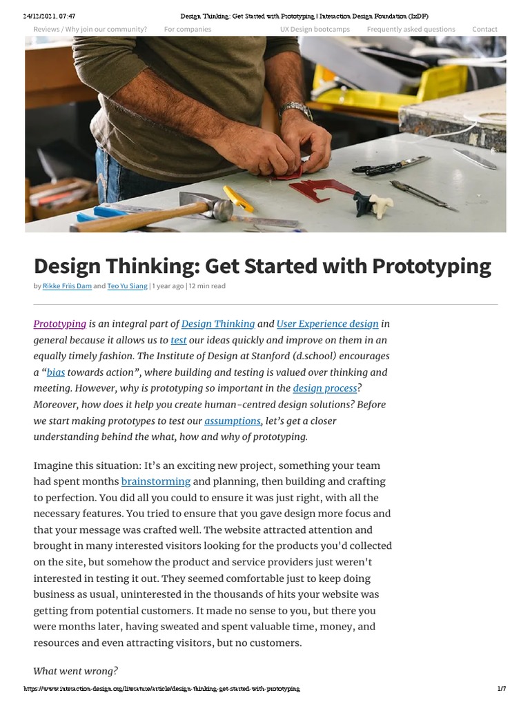 Design Thinking Get Started With Prototyping Interaction Design Foundation Ixdf Pdf