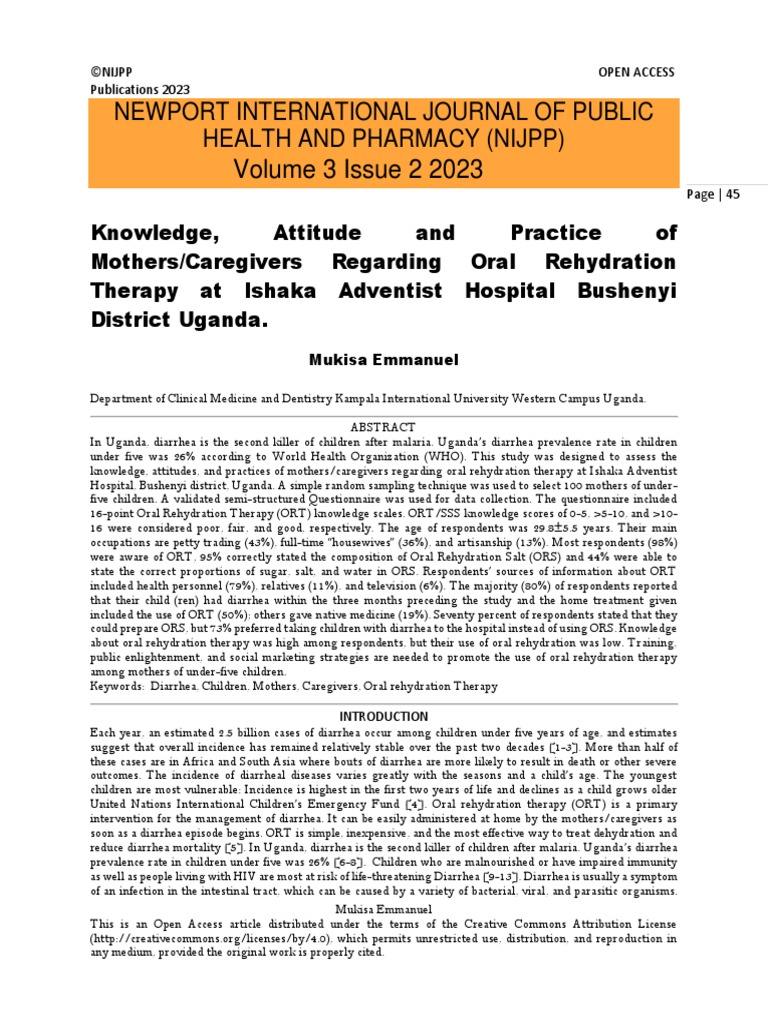 Knowledge, Attitude and Practice of MothersCaregivers Regarding Oral ...