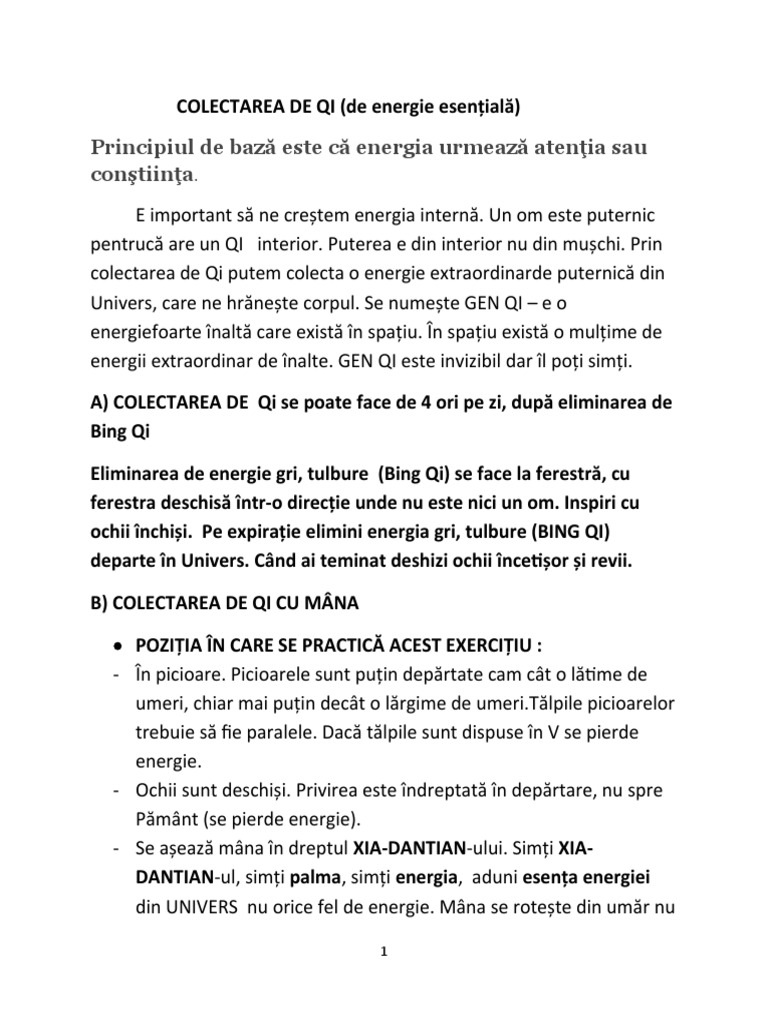 Colectarea de Qi - Explicatii | PDF