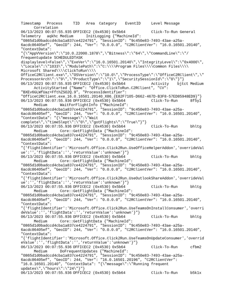 Office Click-To-Run Telemetry Log | PDF | Computer Architecture ...