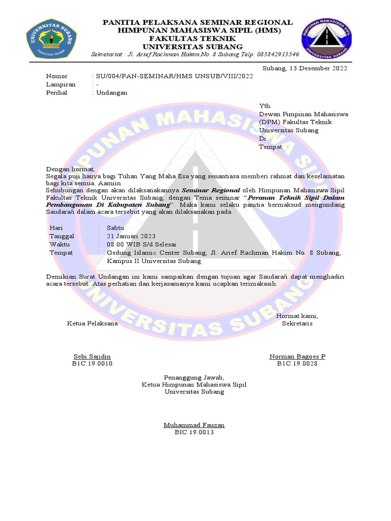 004 Surat Undangan DPM | PDF