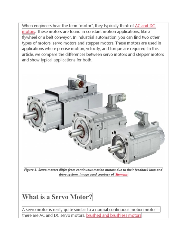 Steeper and Servo Motors | PDF | Electric Motor | Electrical Engineering