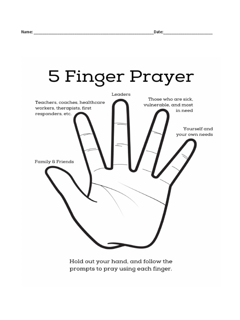5 Finger Prayer ACTIVITY SHEET MONTH OF JULY | PDF