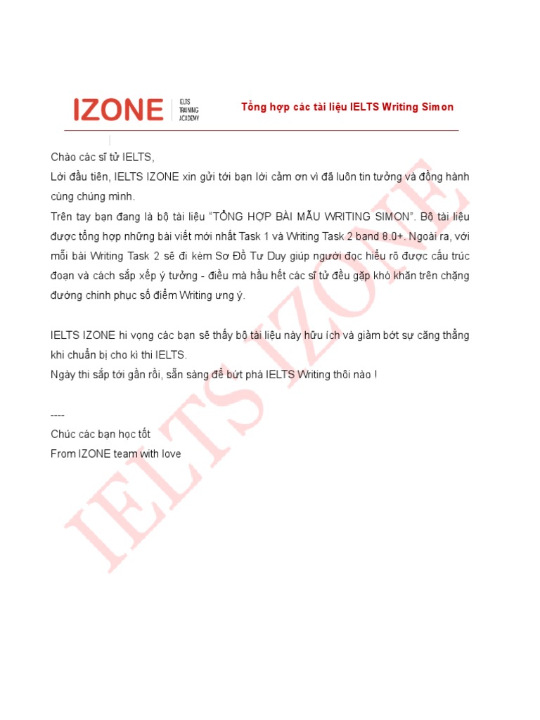 Tổng Hợp Các Tài Liệu IELTS Writing Simon | PDF