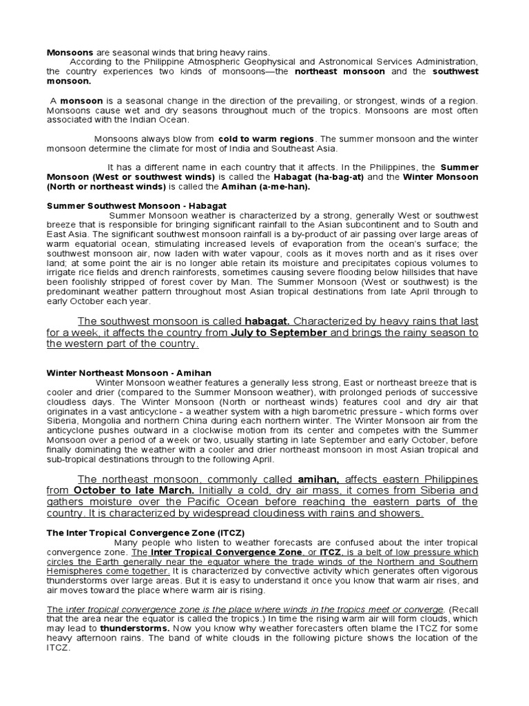 Week 3 Monsoons and ITCZ | PDF | Monsoon | Rain