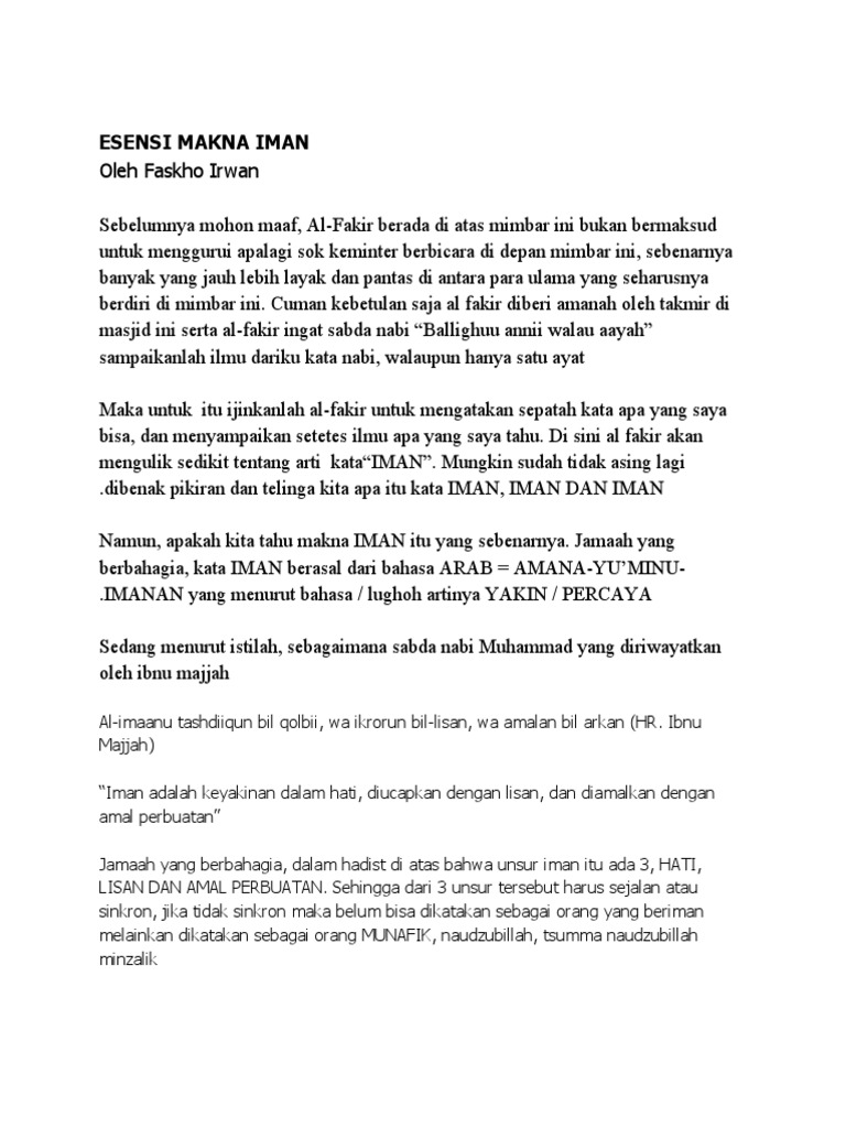 Makna Iman dalam Kehidupan Sehari-hari | PDF