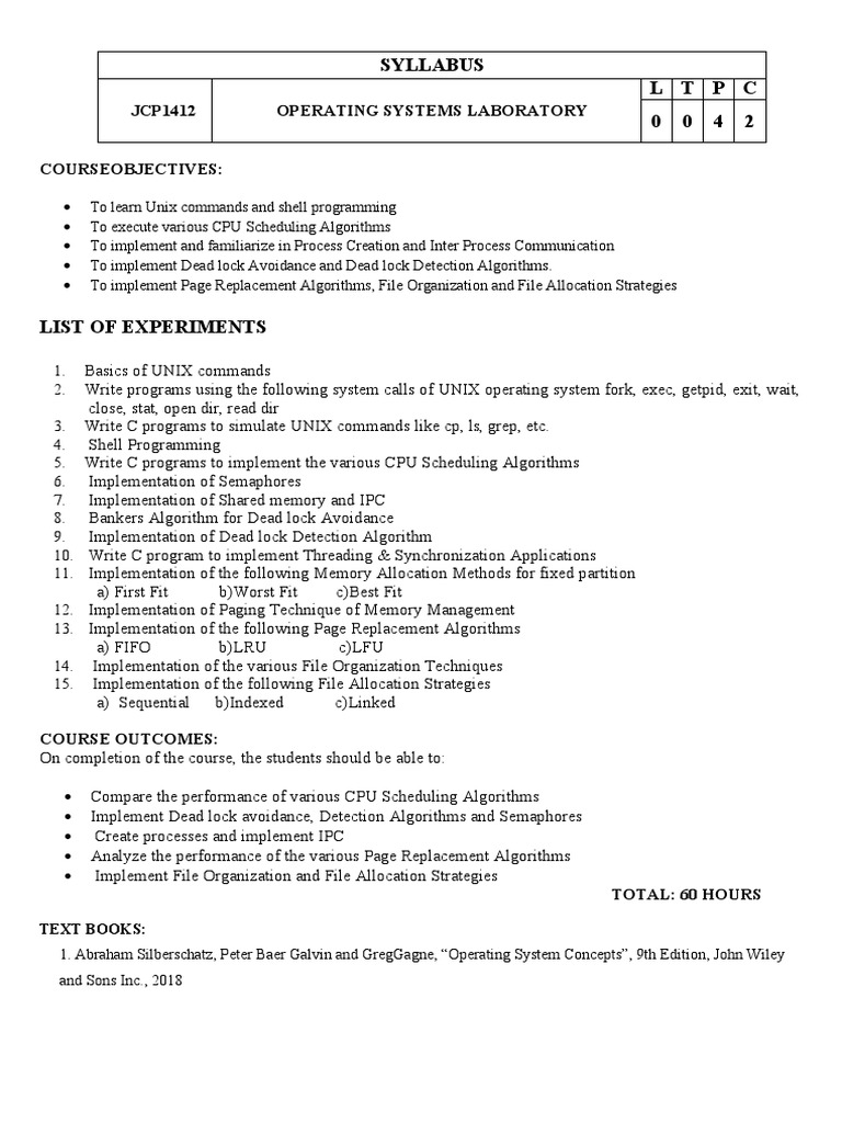 4. Syllabus -OS LAB | PDF