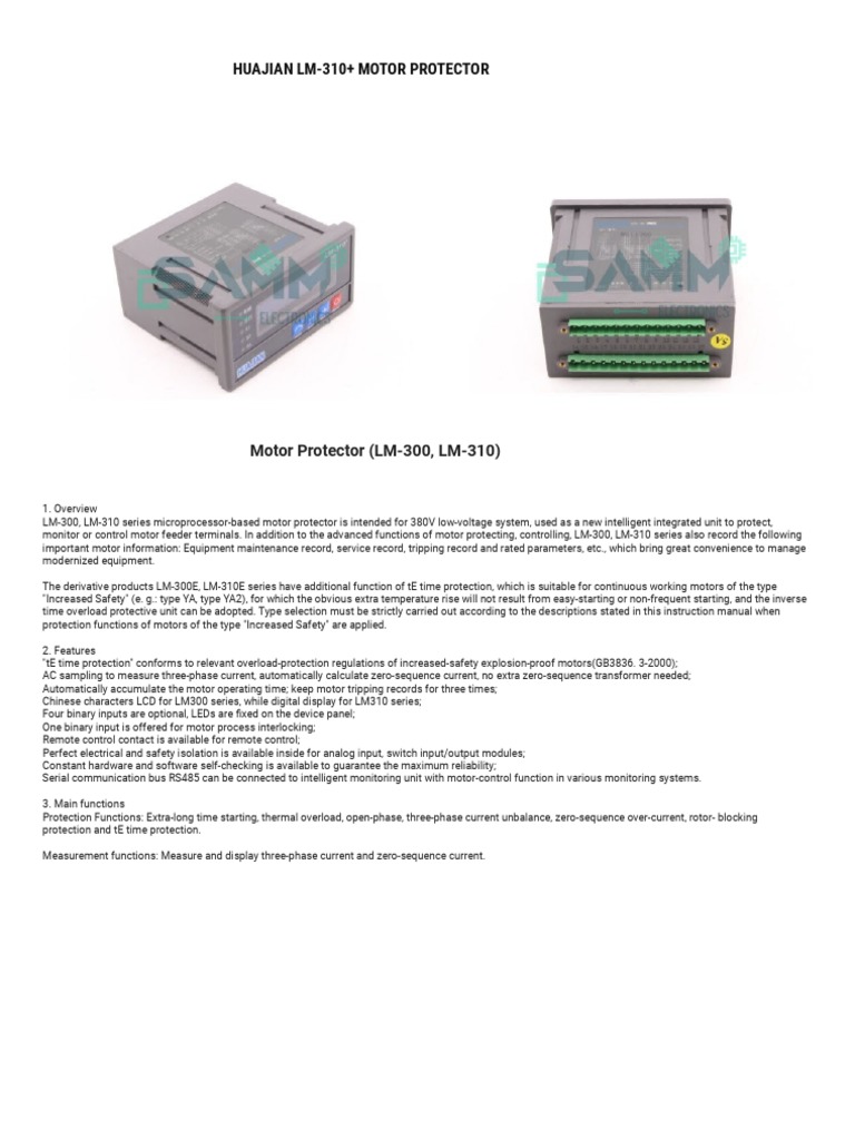 Motor Protector (LM-300, LM-310) | PDF