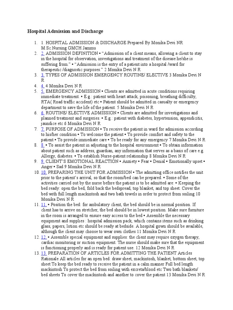 Hospital Admission Procedures Explained | PDF | Patient | Hospital