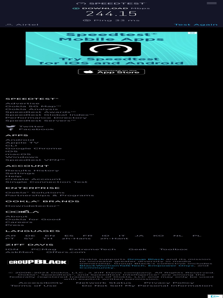 Speedtest by Ookla - The Global Broadband Speed Test | PDF