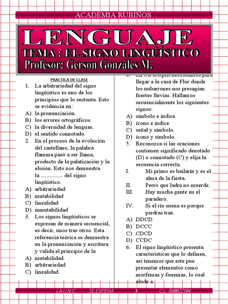 El Signo Lingüístico (Práctica) | PDF | Palabra | Lingüística