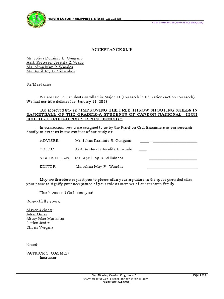 Acceptance Letter | PDF