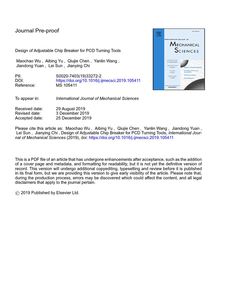 Design of Adjustable Chip Breaker for PCD Turning Tools | PDF