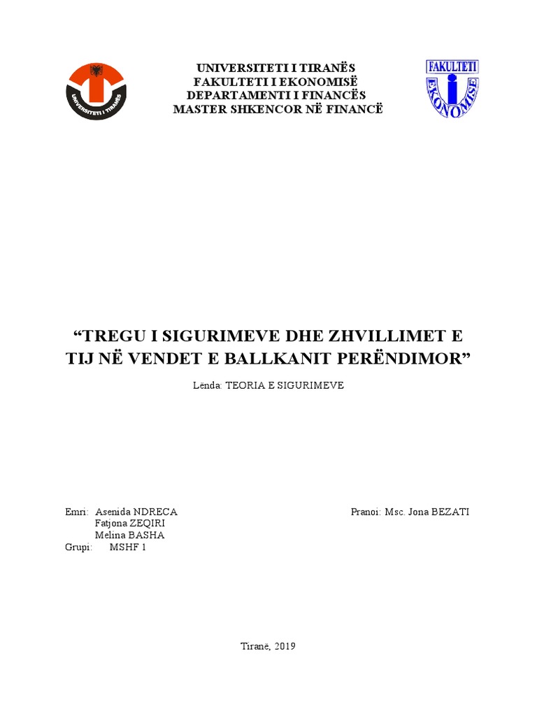 Teoria e Sigurimeve Detyra e Kursit | PDF