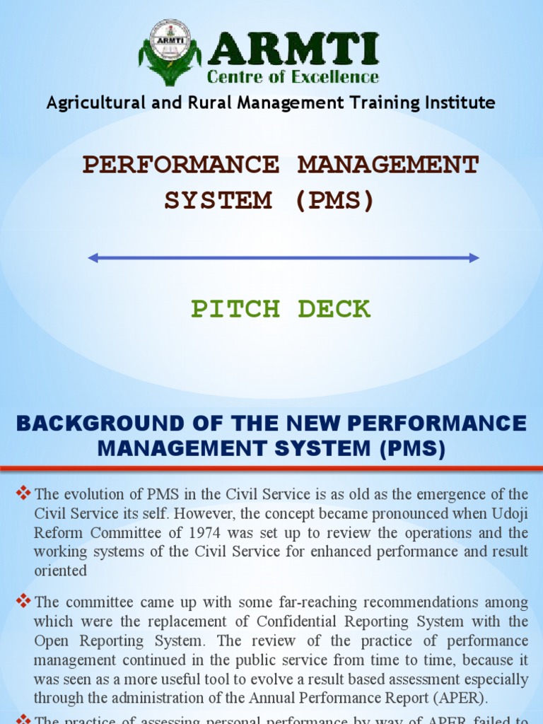 Pitch Deck For PMS | PDF | Performance Appraisal | Strategic Planning