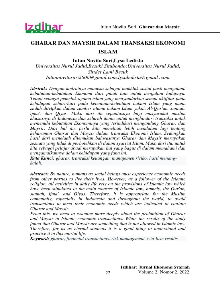 Larangan Gharar dan Maysir dalam Islam | PDF