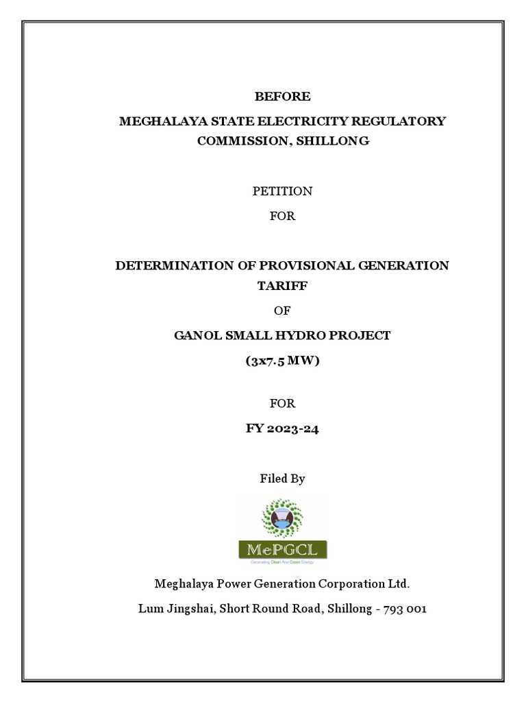 Petition GANOL Tariff 2023-24 | PDF | Depreciation | Spillway