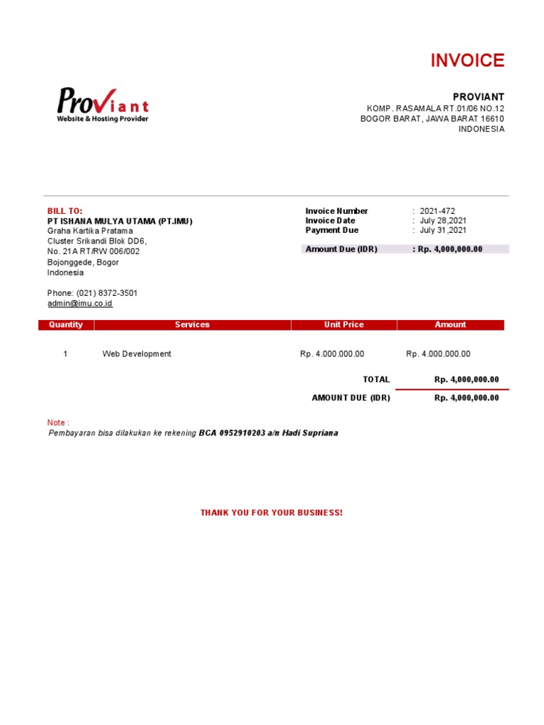 Invoice for Web Development Services | PDF