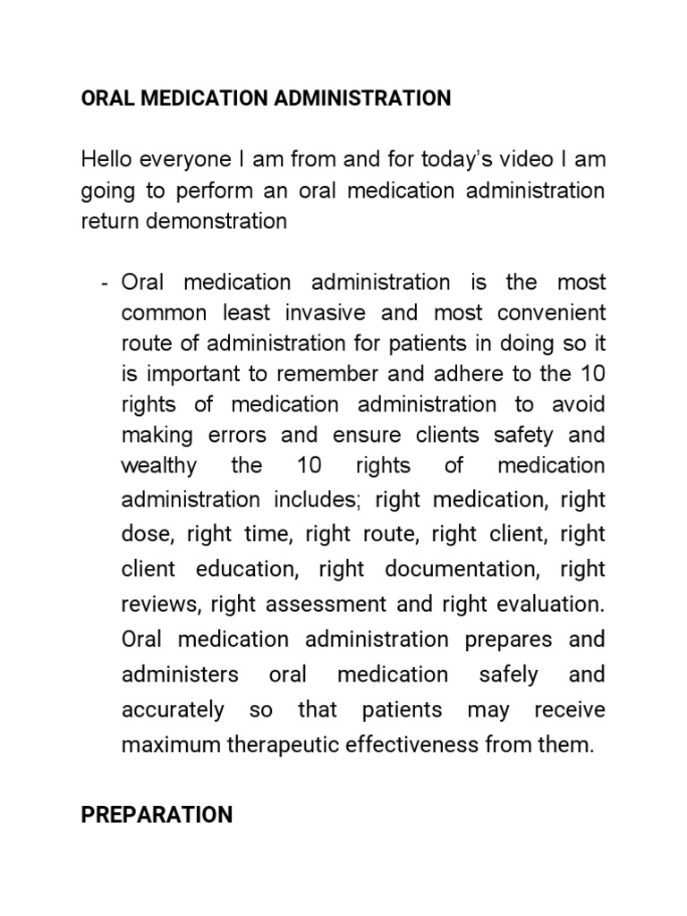 Oral Medication Administration Guide | PDF | Tablet (Pharmacy) | Chemistry