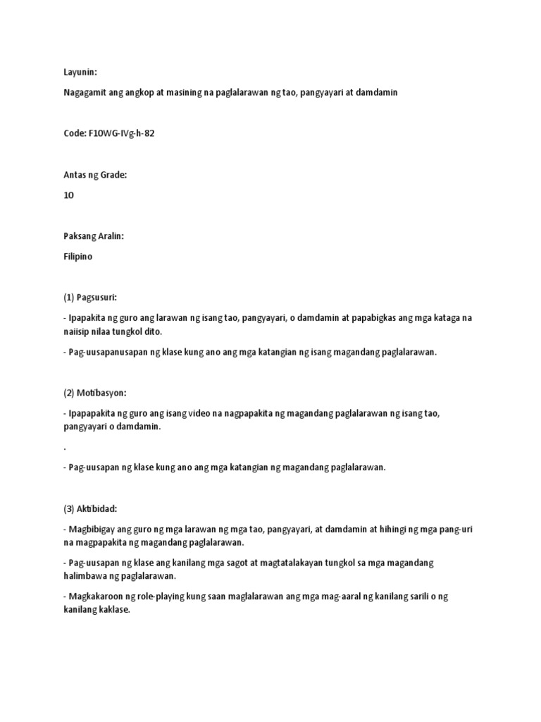 Fil-10 Lesson Plan | PDF