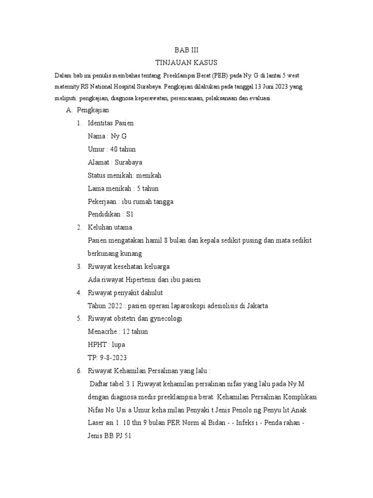 Tinjauan Kasus PEB | PDF