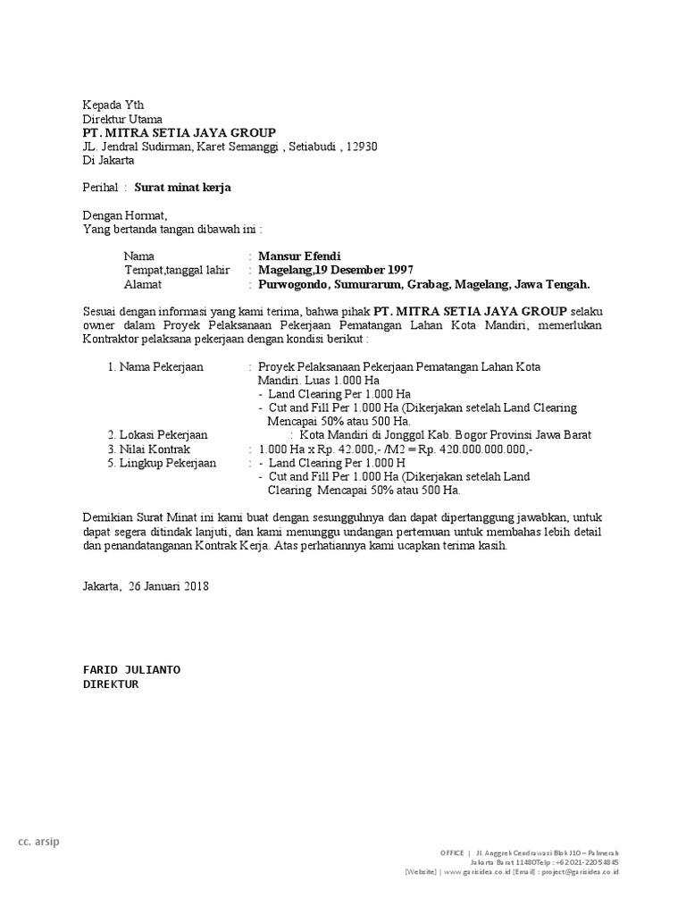 Contoh Surat Minat | PDF