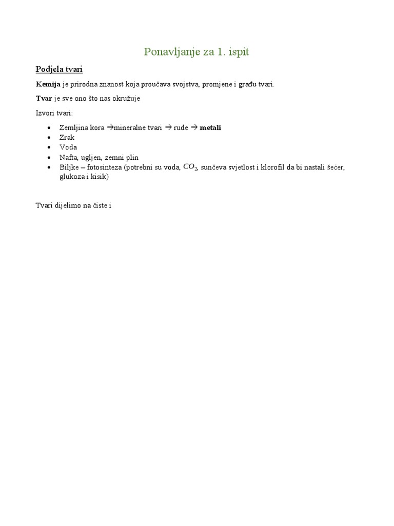 Ponavljanje Za Ispit 1 | PDF