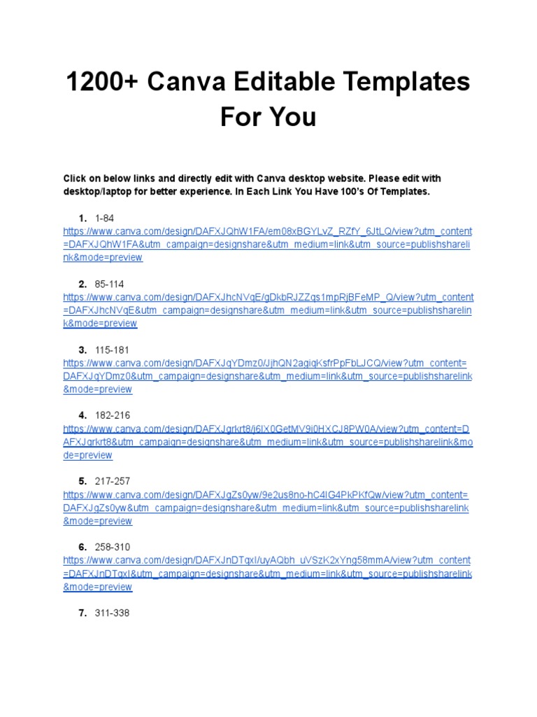 1200+ Canva Editable Templates For You | PDF | Computers