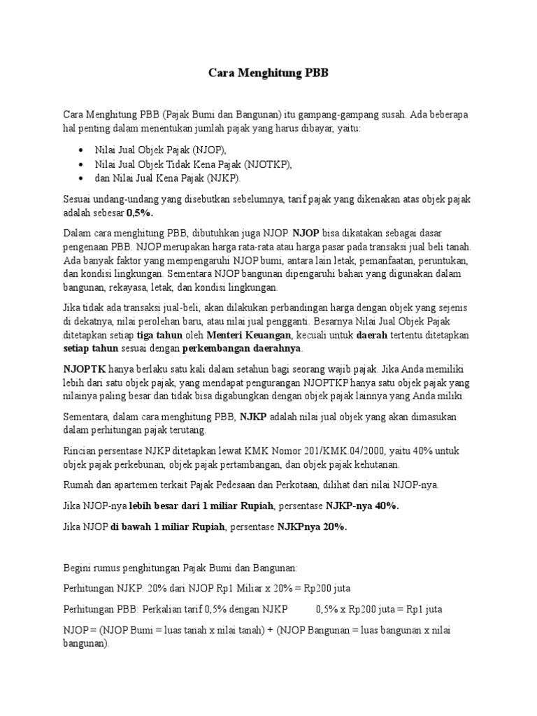 Cara Menghitung PBB | PDF