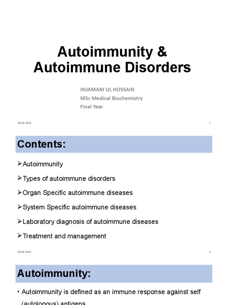 Autoimmunity and Disorders | PDF | Autoimmunity | Immune System