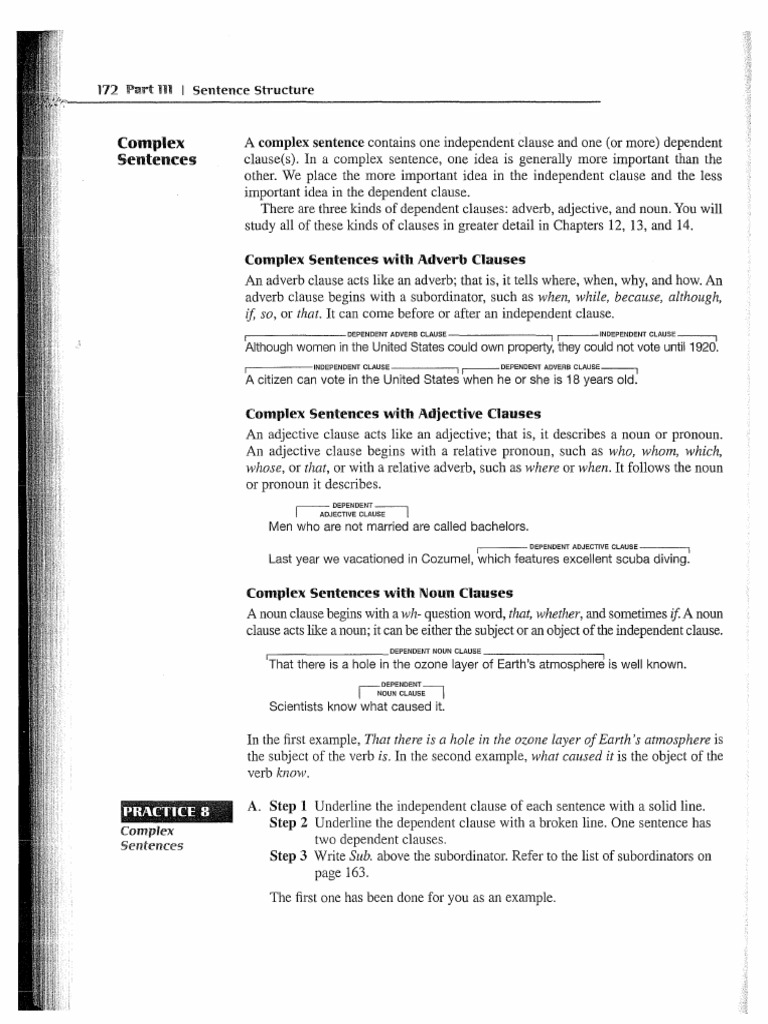 Complex Sentence + Exercises | PDF | Clause | Adverb