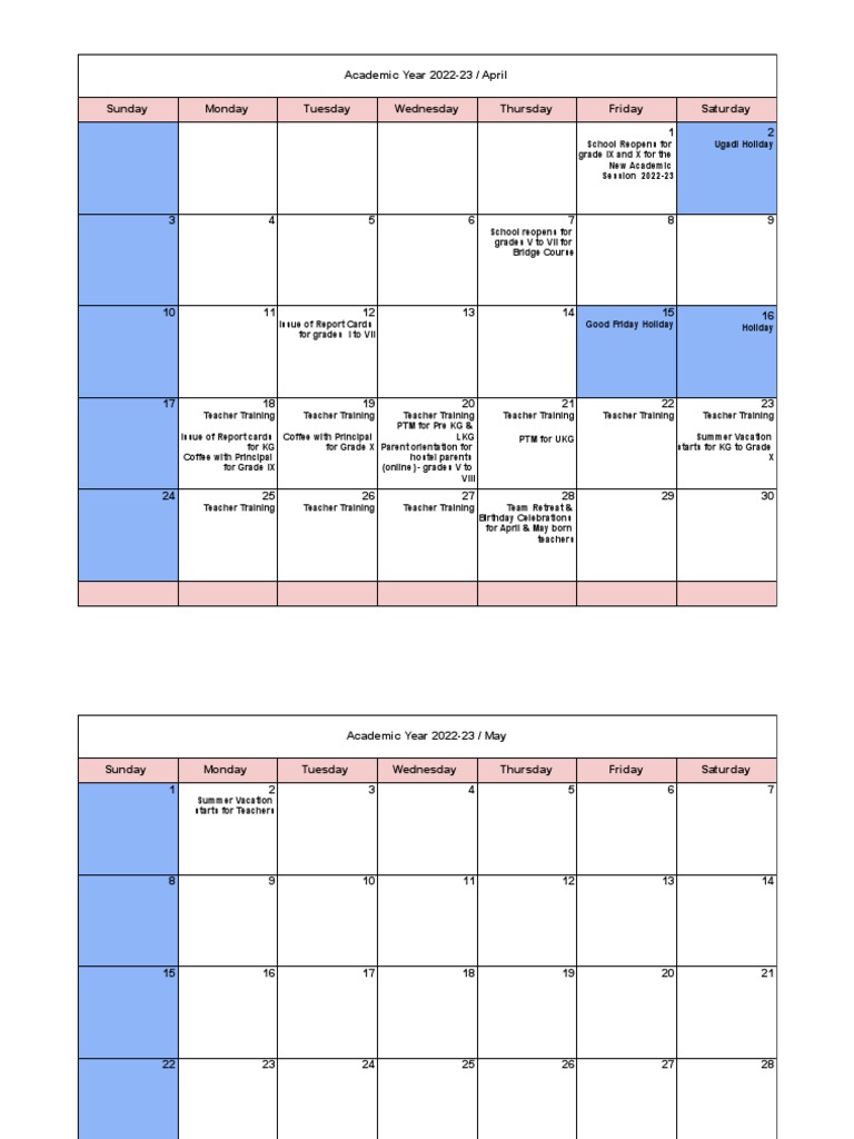 Academic Year Calendar 2022 2023 Updated | PDF | Academic Term ...