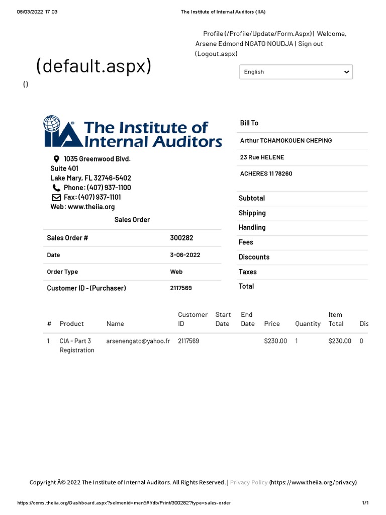 The Institute of Internal Auditors (IIA) | PDF | Business | Economies