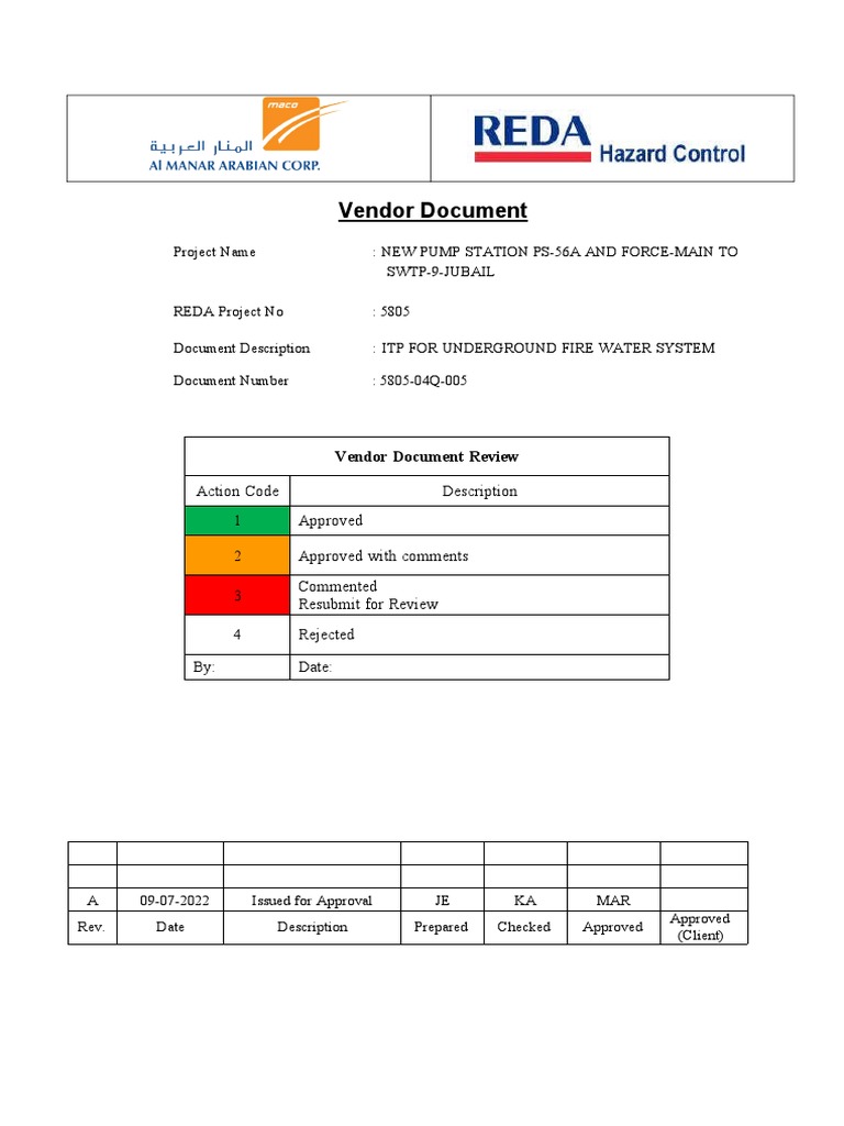 ITP For Under Ground Firewater System | PDF | Pipe (Fluid Conveyance ...