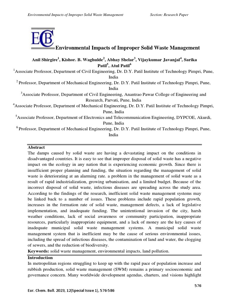 Environmental Impacts of Improper Solid Waste Management | PDF | Waste | Waste Management