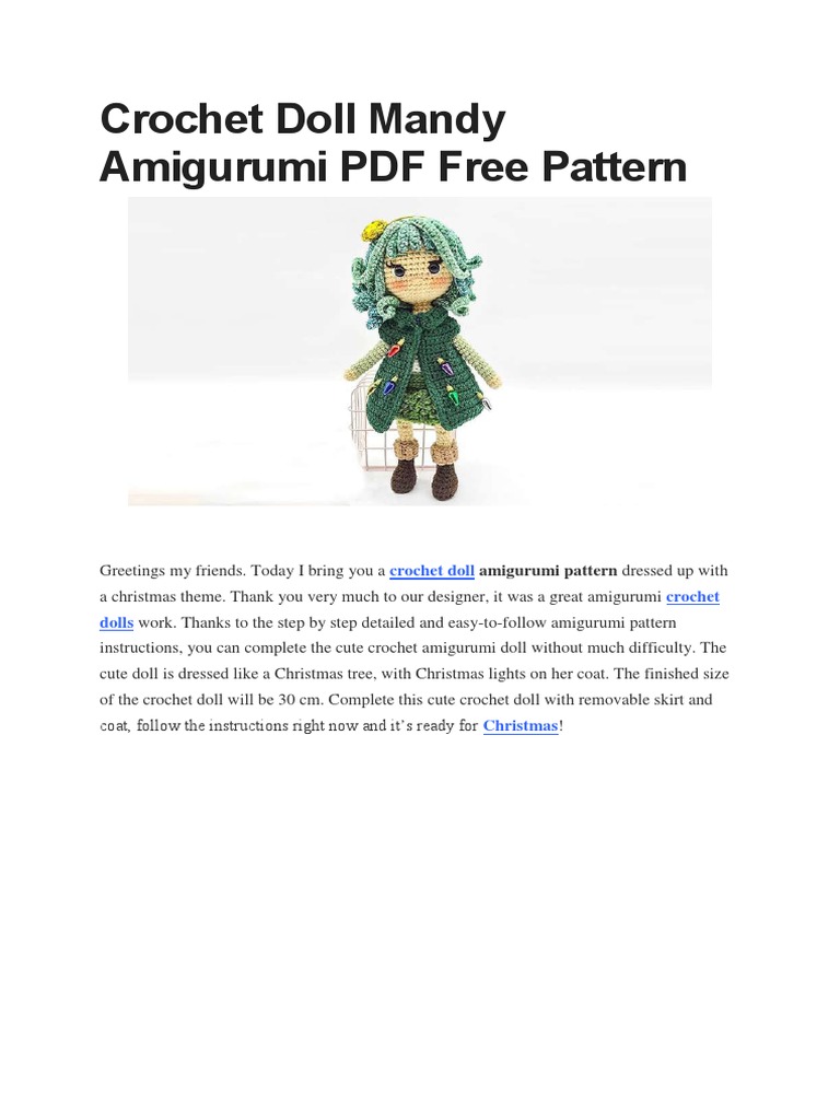 Crochet Doll Mandy Amigurumi PDF Free Pattern | PDF | Crochet | Amigurumi