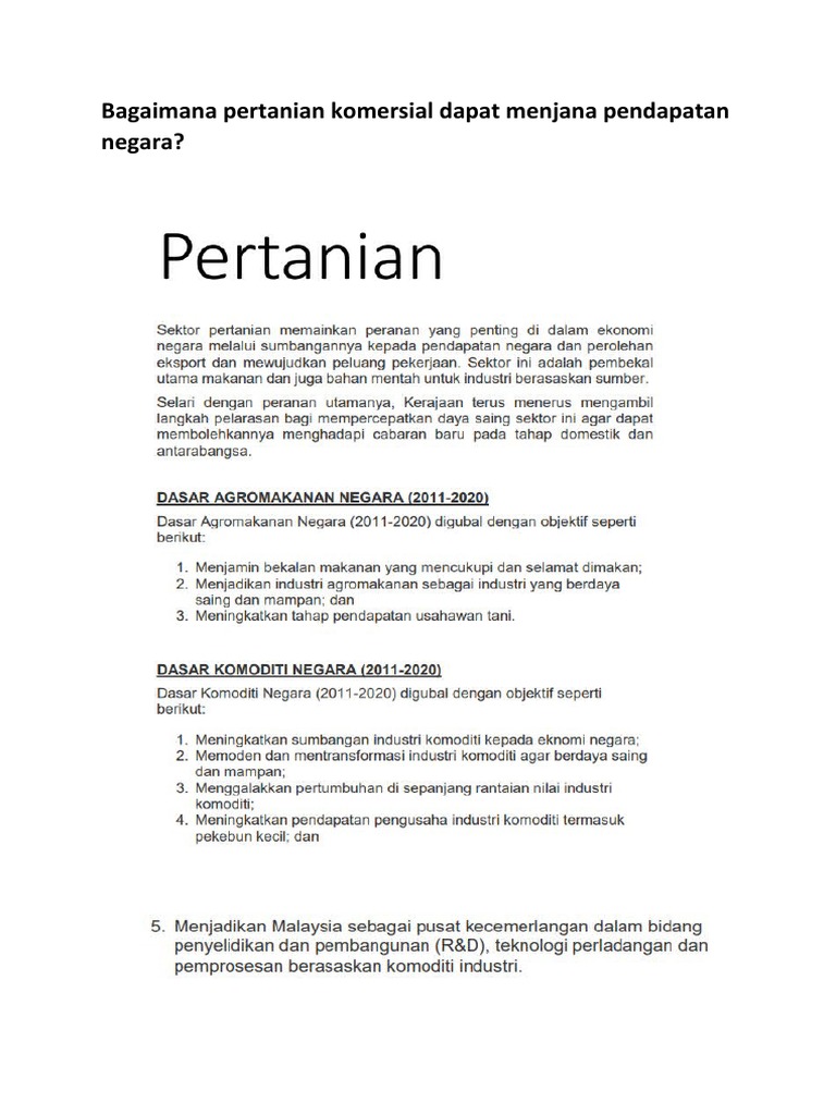 Bagaimana Pertanian Komersial Dapat Menjana Pendapatan Negara | PDF