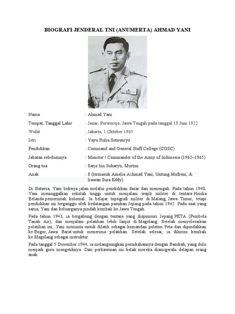 Biografi Ahmad Yani | PDF