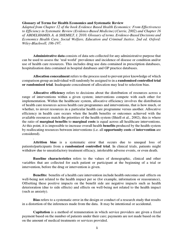 HEOR Glossary For Professionals 1685701953 | PDF | Cost Effectiveness ...