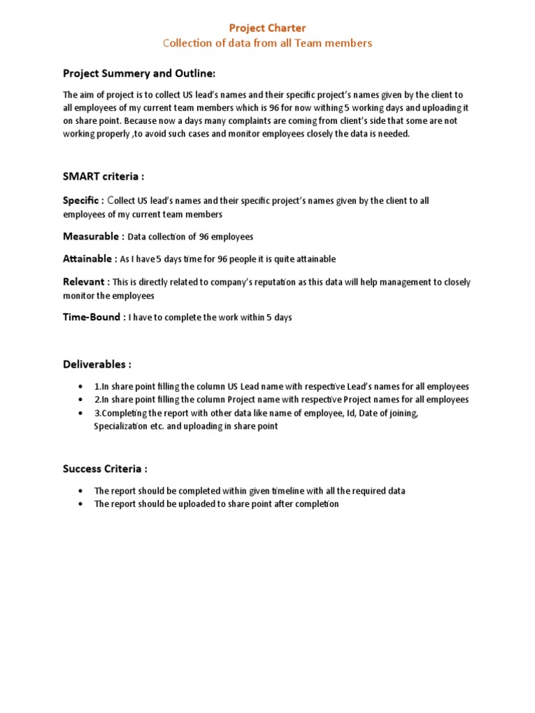 Project Charter Google | PDF