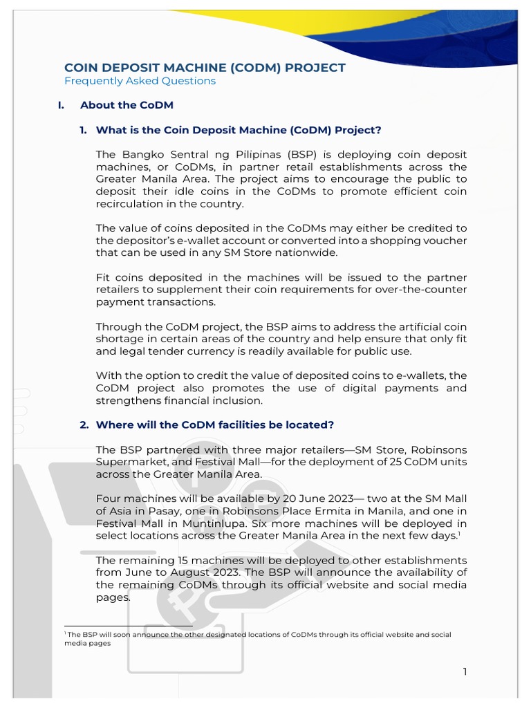 FAQs For BSP Coin Deposit Machine Project | PDF | Receipt | Voucher