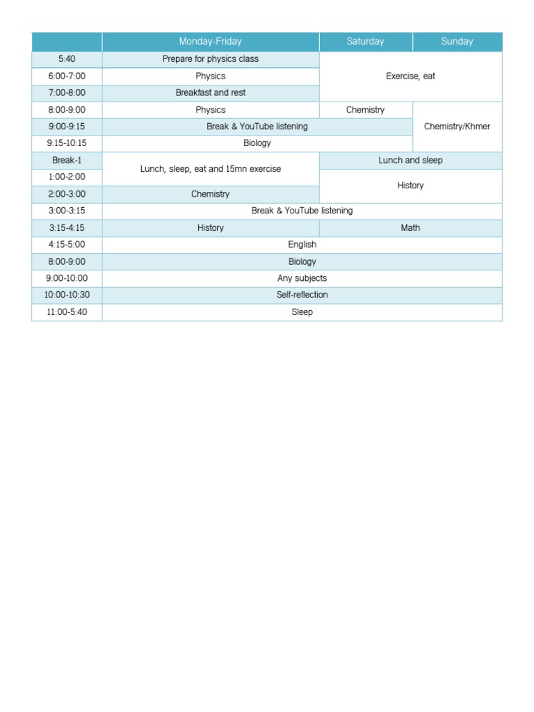 Student Study Schedule | PDF
