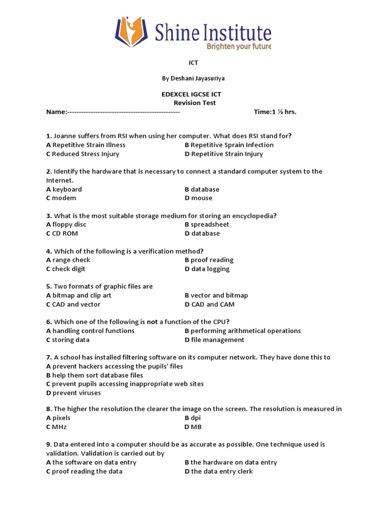 Edexcel Ict Revision Theory | PDF