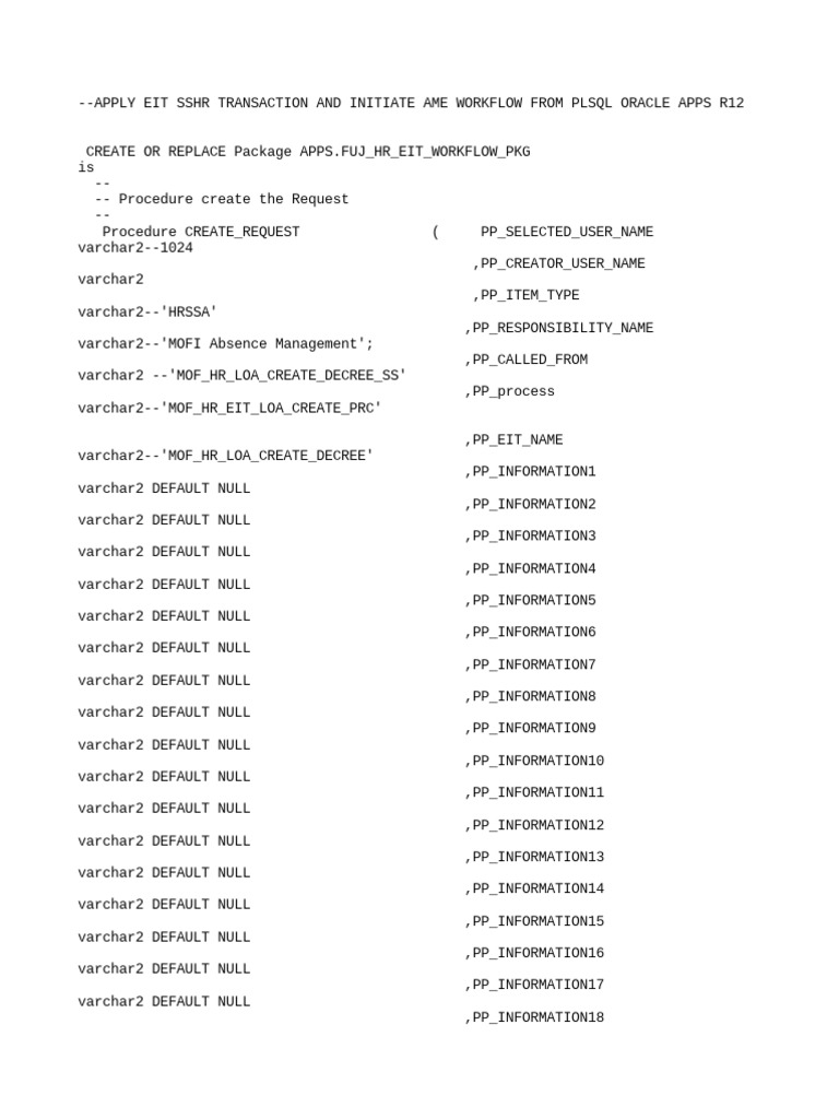 Apply EIT SSHR Transaction and Initiate AME Workflow From PLSQL Oracle Apps R12 | PDF | Pl/Sql ...