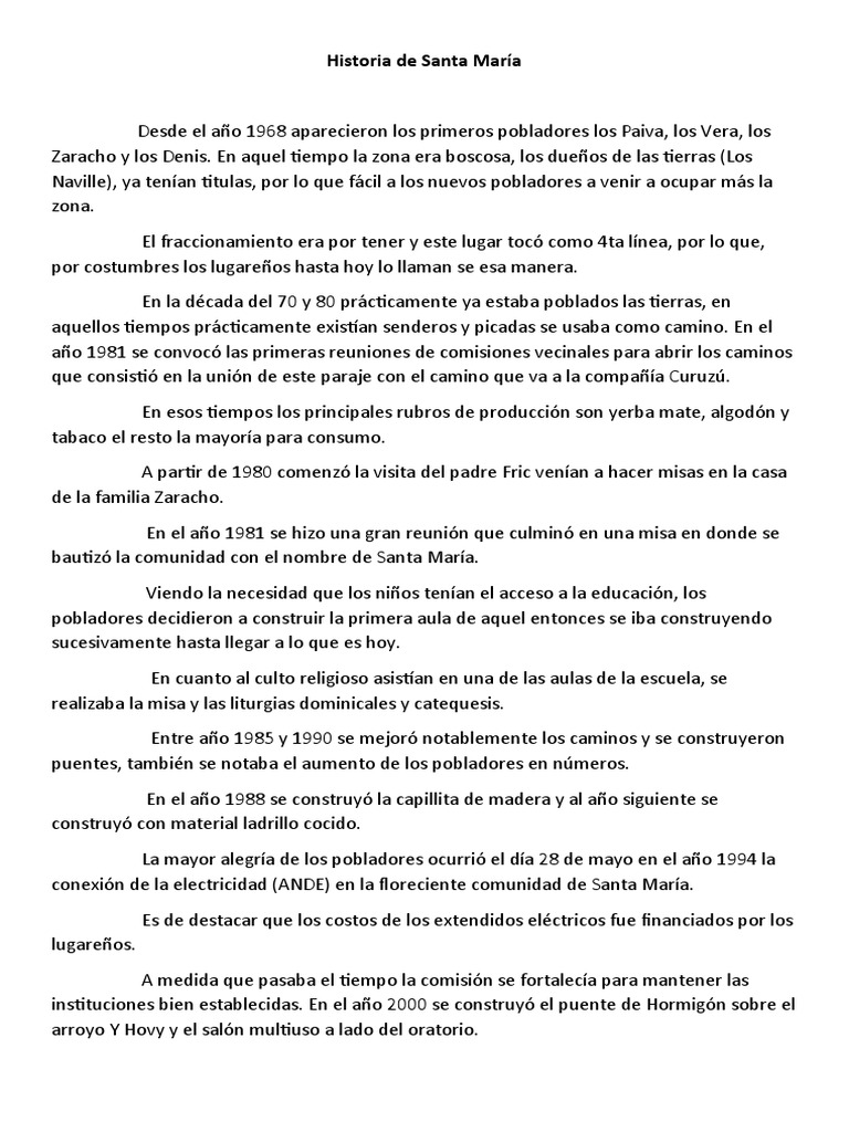 Historia y desarrollo de Santa María | PDF