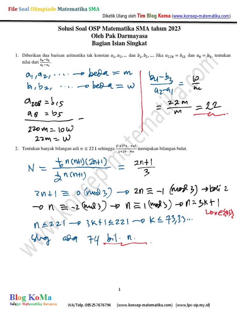 Solusi-Osp-Sma-2023 - Isian Singkat Oleh Pak Darmayasa | PDF