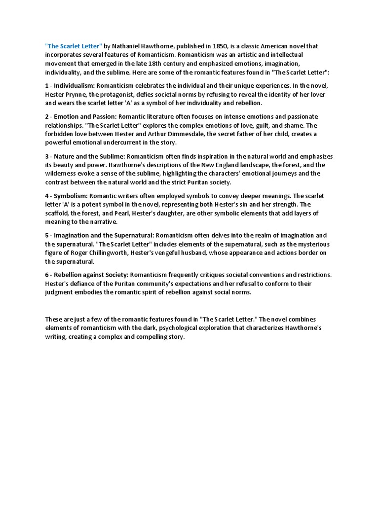 The Scarlet Letter | PDF | The Scarlet Letter | Romanticism